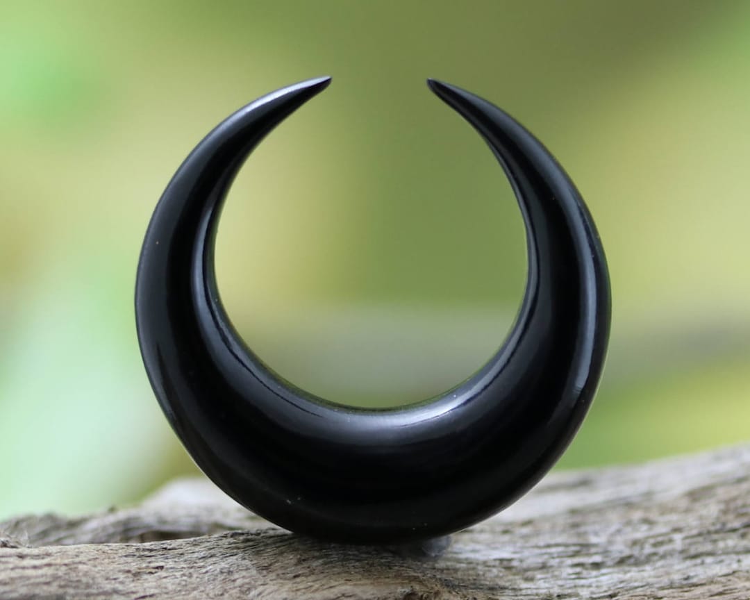 THICK CUT Crescent Moon Bull Horn 30MM by 8MM Hand Carved Organic Top ...