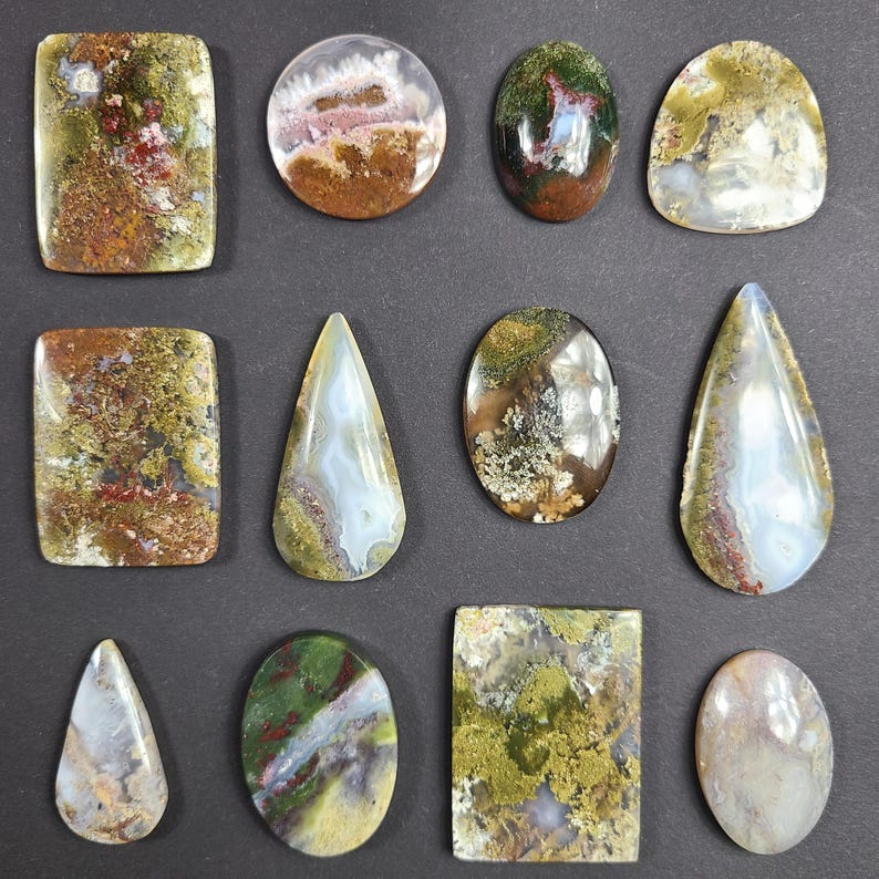 Moss Agate Cabochons • Scenic Inclusion Chalcedony • Choose A–K - Etsy
