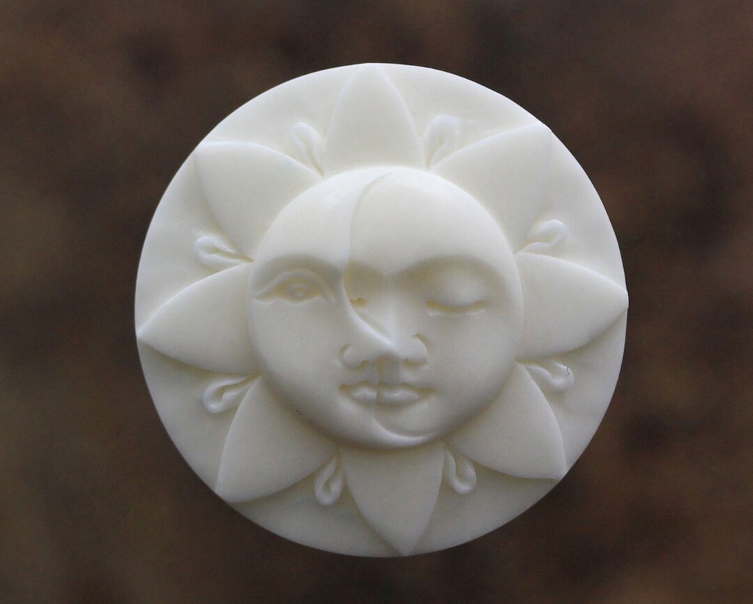 Sun and Moon Awake & Asleep Handcarved Bone Celestial Handcrafted AAA ...