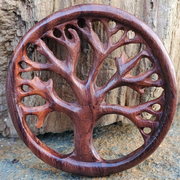 Carved Wood Pendant - Etsy