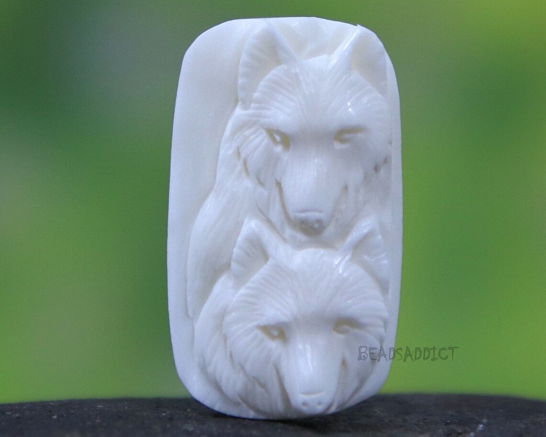 Wolf Carved Bone Native American Spirit Animal Totem for DIY Jewelry ...