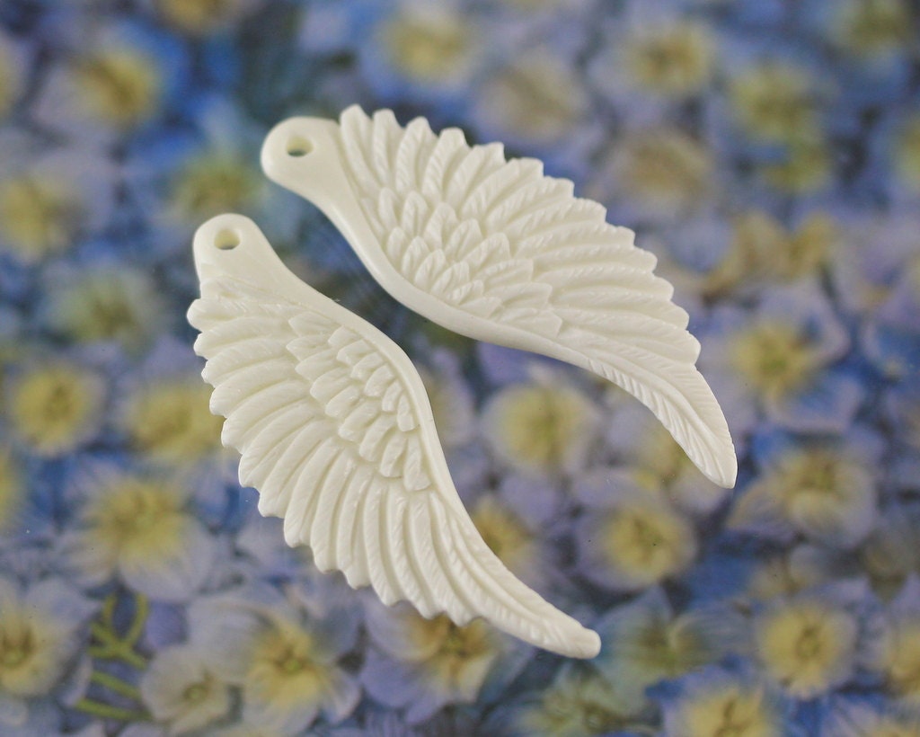 Carved Bone Wings Drilled Pair Angel Wings Angelic Birds - Etsy