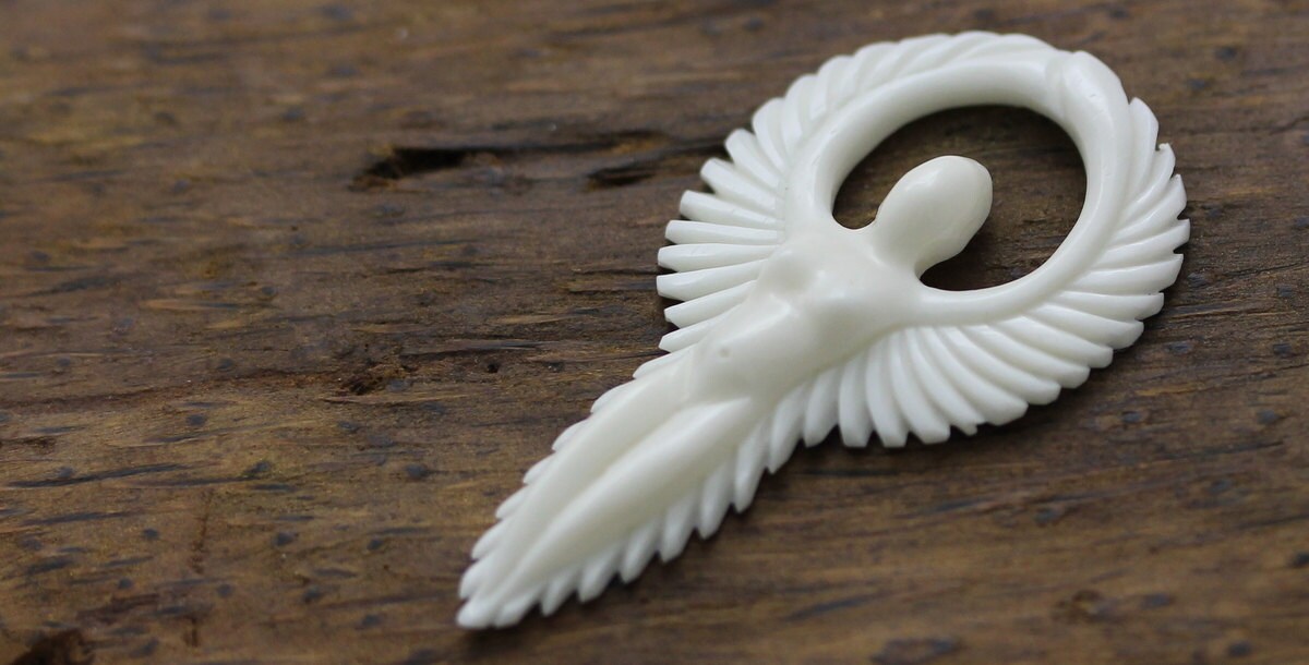 Angel Pendant Carving From Cow Bone Angelic Heavenly Jewelry - Etsy