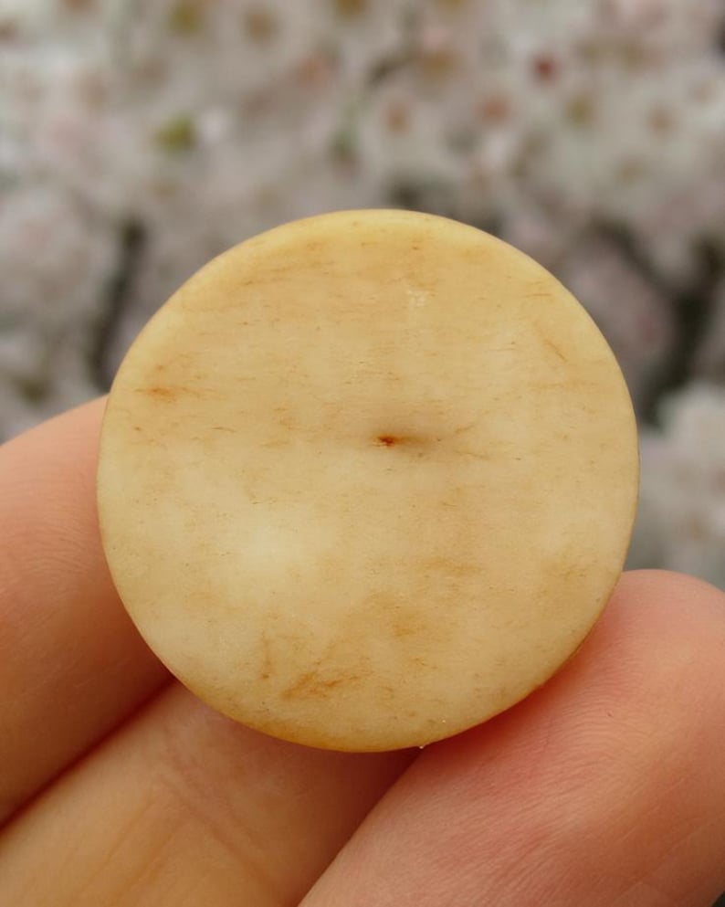 Antique-stained Carved Bone Moon Face | 25mm Round Cabochon - Etsy