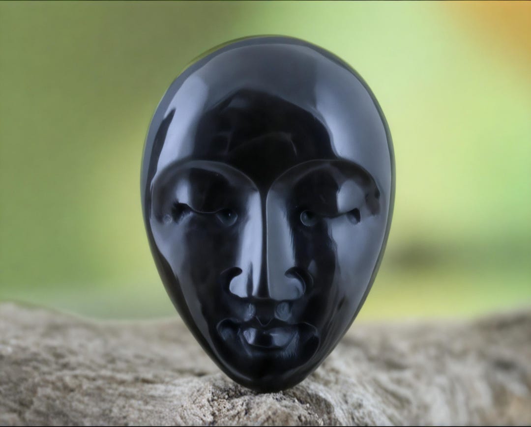 Black Horn Face Cabochon Carved Mask Focal • 30mm - Etsy