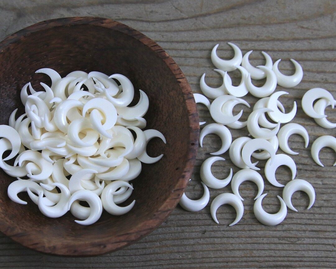 Carved Bone Crescent Moons 15mm • Tiny Lunar Charms for Boho, Witchy ...