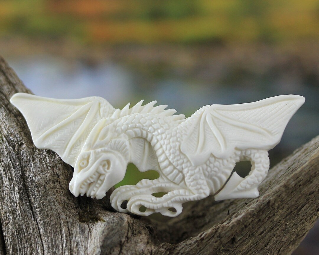 Amazing Dragon Carving Handcrafted Faux Ivory From Ethically Sourced ...