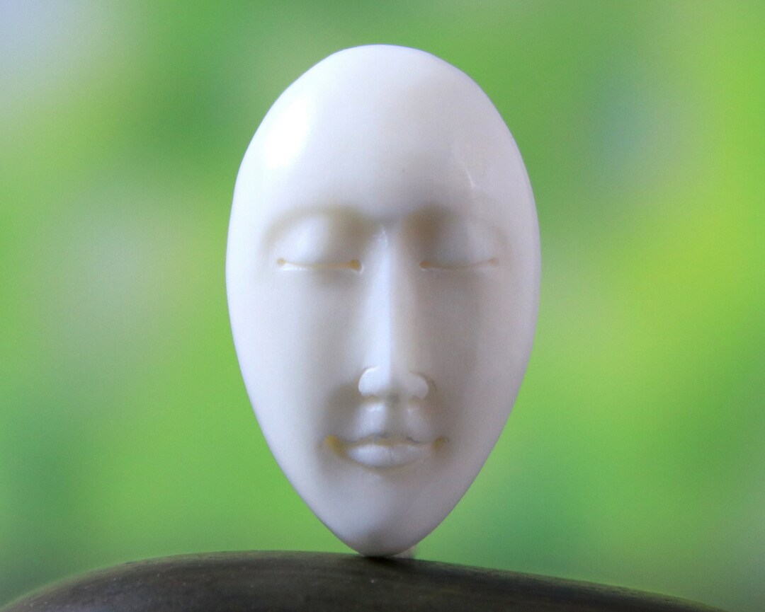 Bone Face Hand-carved Eyes Closed DIY Jewelry Creations, 100% Organic ...