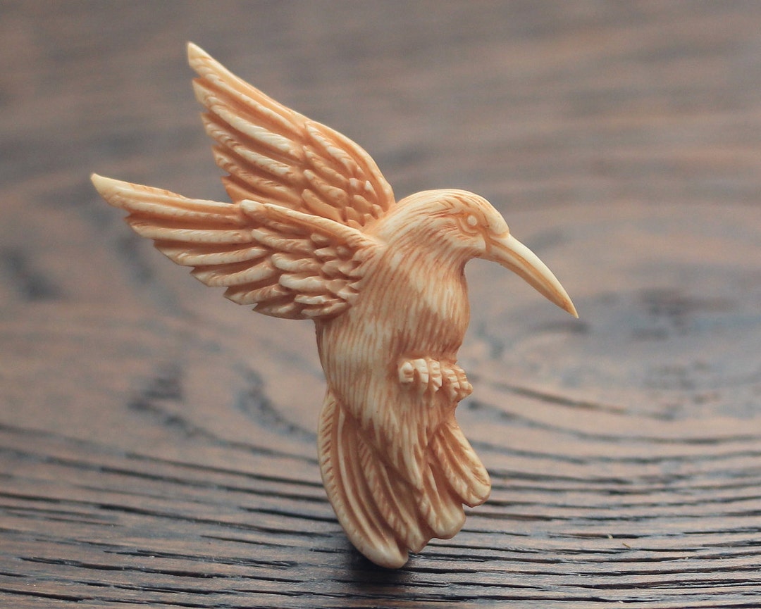 Antique-stained Bone Hummingbird Focal for Boho Necklaces and Bead ...
