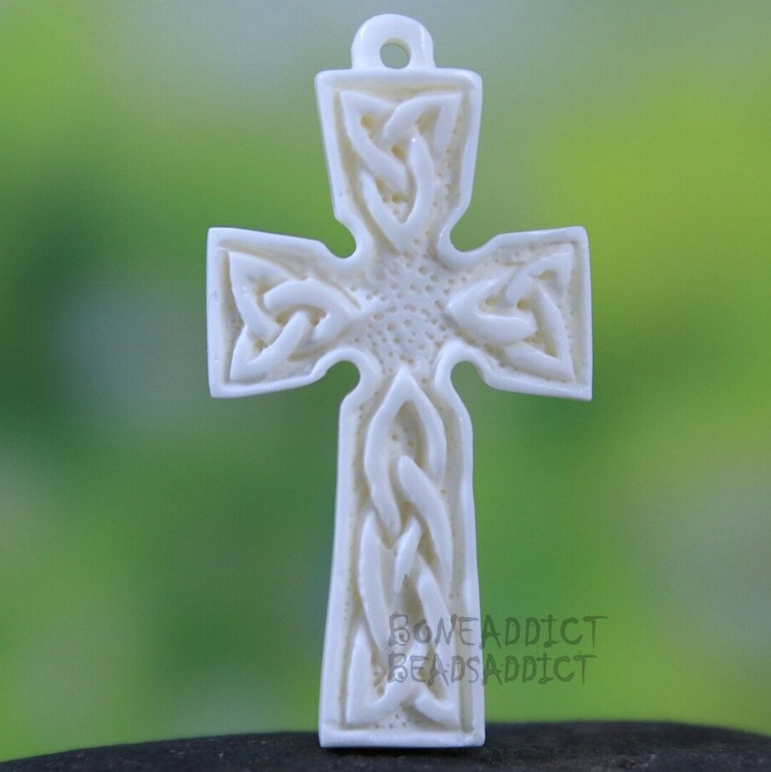 Hand Carved Bone Celtic Cross Pendant for DIY Jewelry 58mm - Etsy