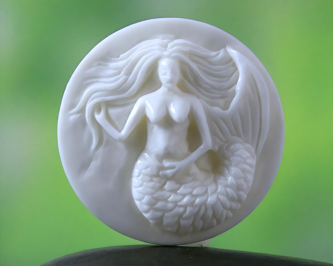 White Bone Siren Carving • Ocean Fantasy Jewelry • Mermaid Focal ...
