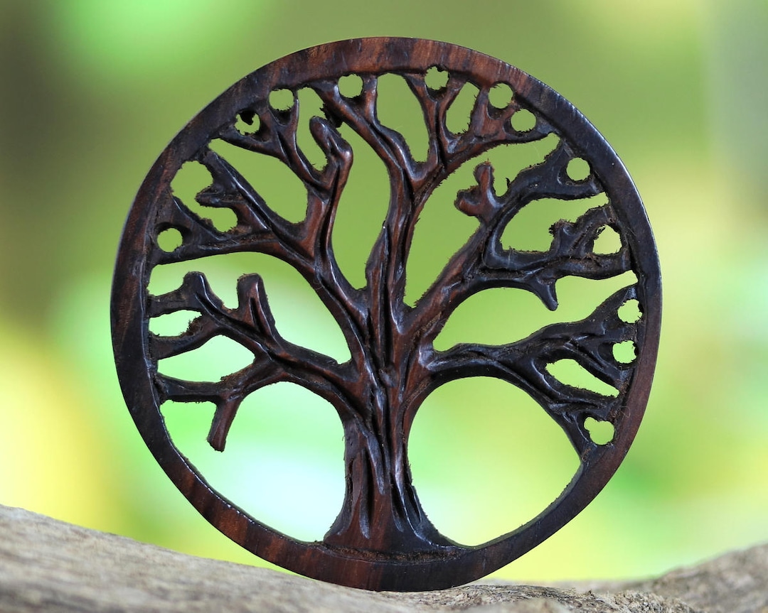 Wooden Pendant • Sono Wood Tree of Life Hand-carved for Unique Jewelry ...