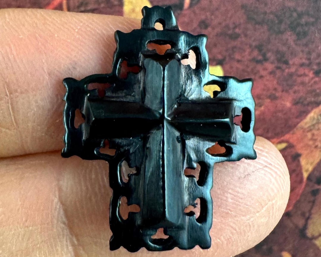Carved Bull Horn Cross Pendant • Catholic Symbol Ornament • 27mm - Etsy