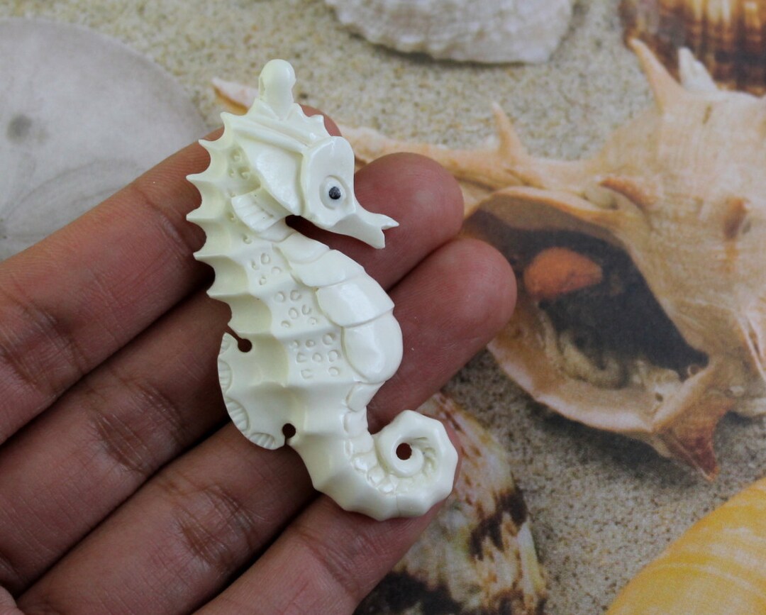 Seahorse Pendant Top Drilled Beading & Hanging Loop Intricate Hand ...