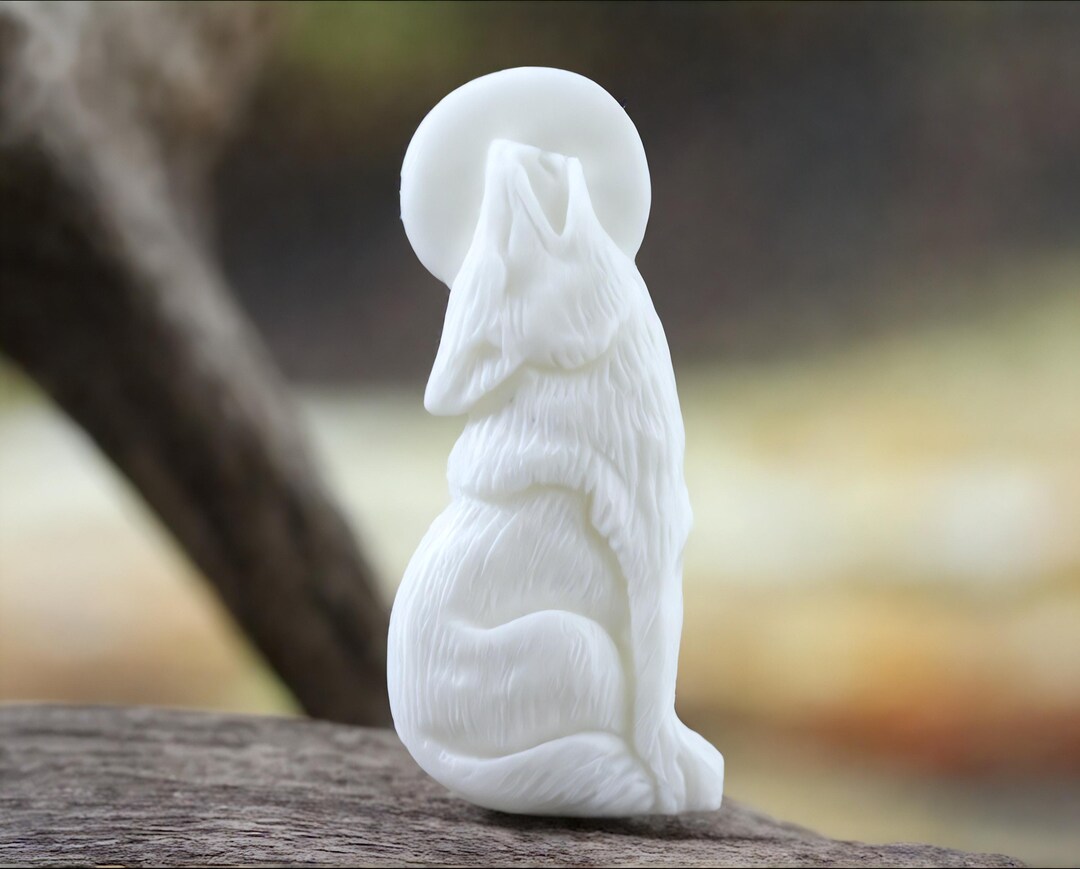 Night Song: Hand-carved Bone Wolf Howling at Moon, 47mm - Etsy