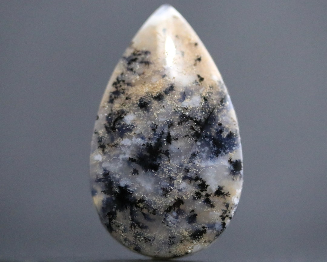 Dendritic Opal White and Black Merlinite Cabochon Manganese Included ...
