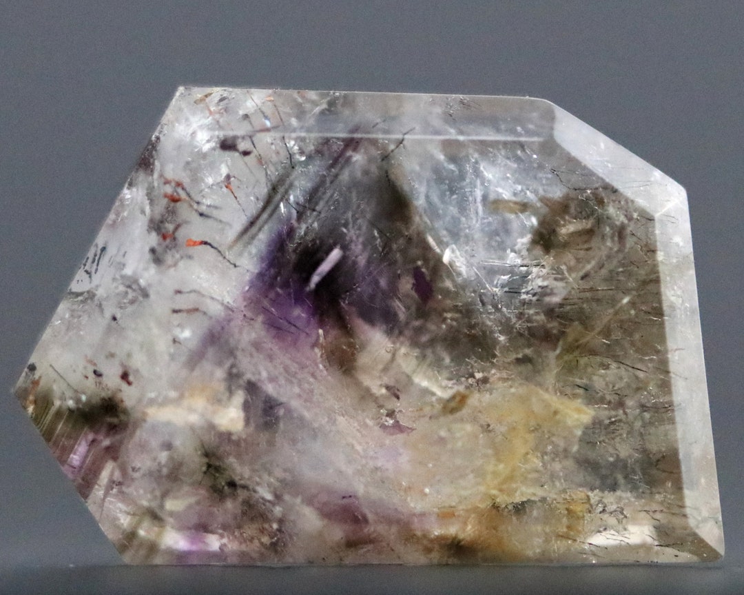 Super Seven Pentagon Gem Goethite Lepidolite Clear & Smokey Quartz ...