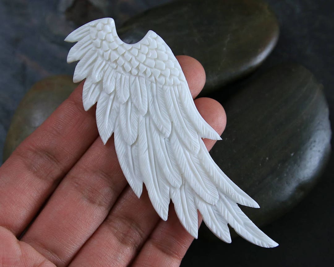 Extra Large Hand-carved Bone Angel Wing Symbolizing Protection, 88mm - Etsy