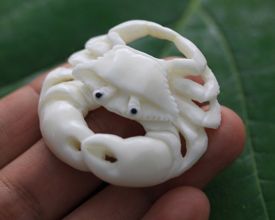 Crab Carved Cow Bone Animal Pendant and Necklace Designs or Pocket ...