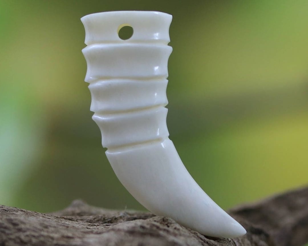Organic Pendant Handcarved Cow Bone Tribal Tooth Horn Tusk Shaped ...