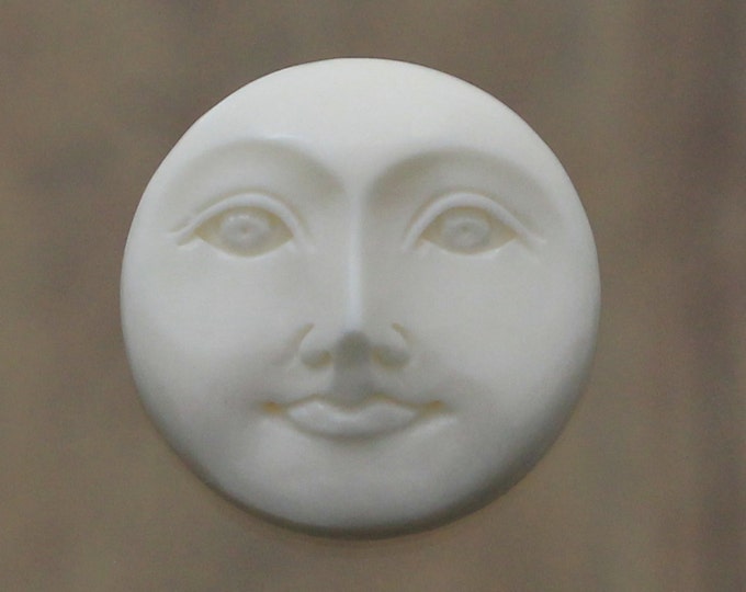 Hand Carved Bone, Moon Face Cabochon, Round Cabochon, Carved Recycle ...