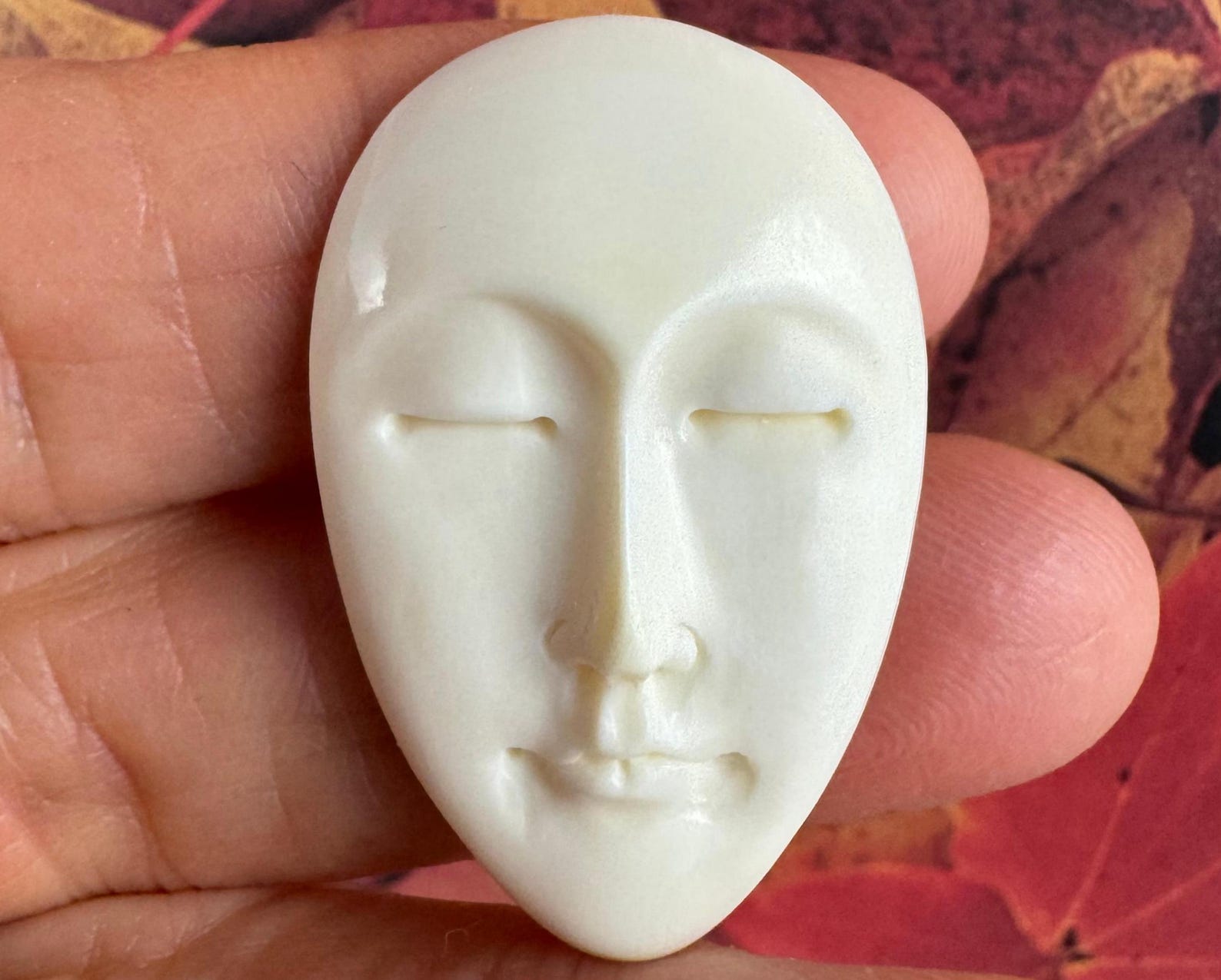 Serene Visage • Hand-carved Bone Face Cabochon • DIY Statement Jewelry ...