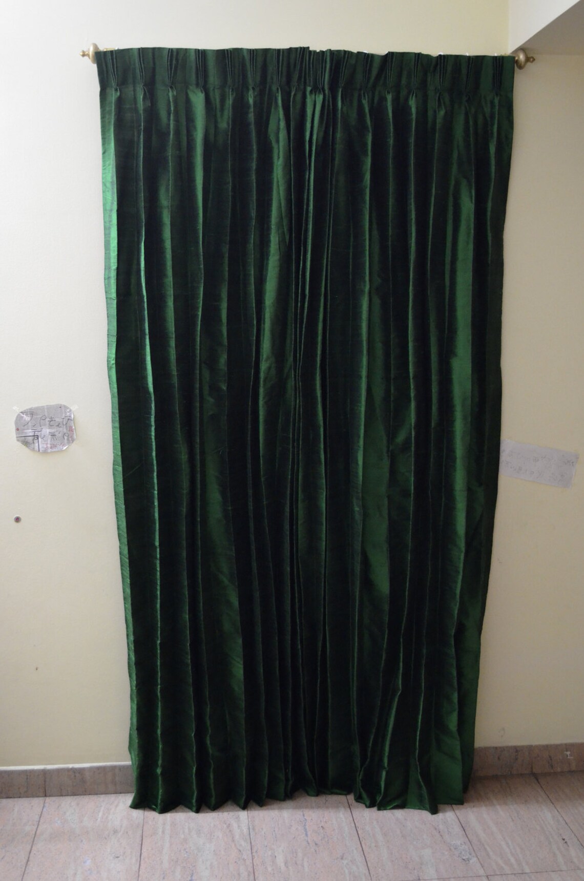 Green Colored Silk Drapes in Rich Raw Silk / Dupioni Silk - Etsy