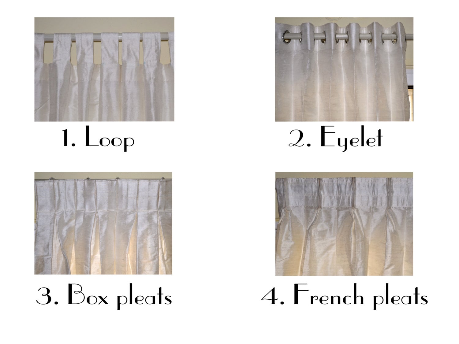 Ivory Colored Silk Drapes in Rich Raw Silk / Dupioni Silk/ Natural Silk ...
