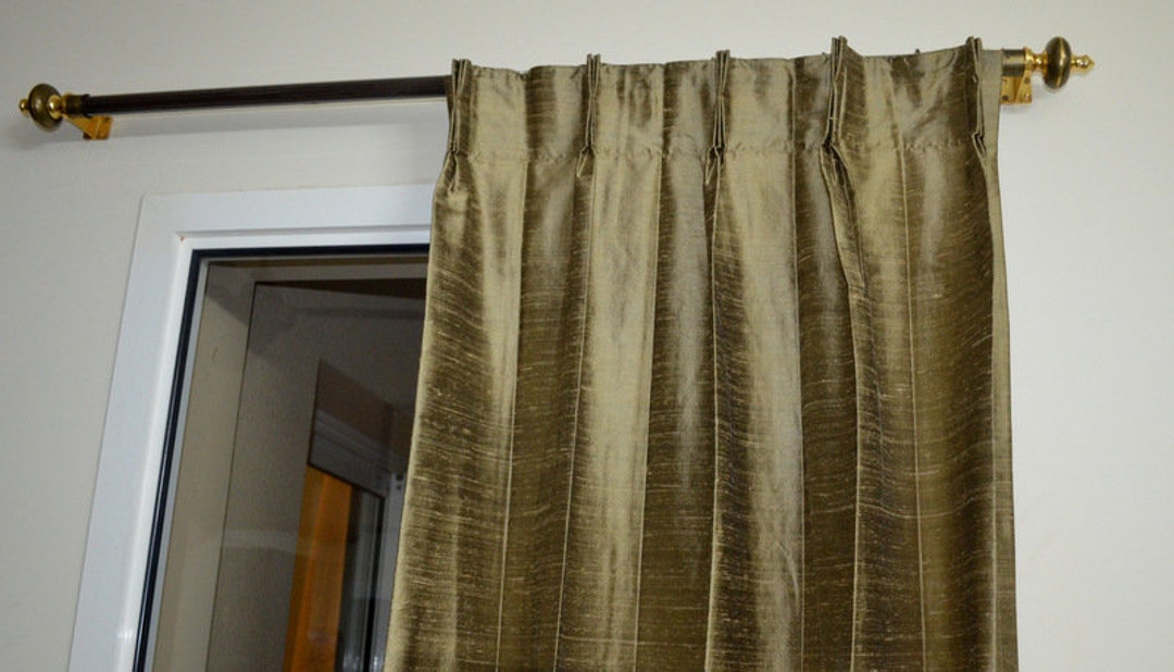 Cortinas de seda de color dorado opaco en rica seda cruda / seda ...