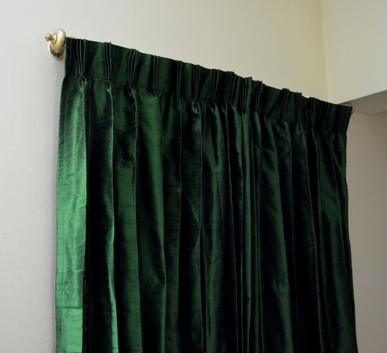 Green Colored Silk Drapes in Rich Raw Silk / Dupioni Silk - Etsy