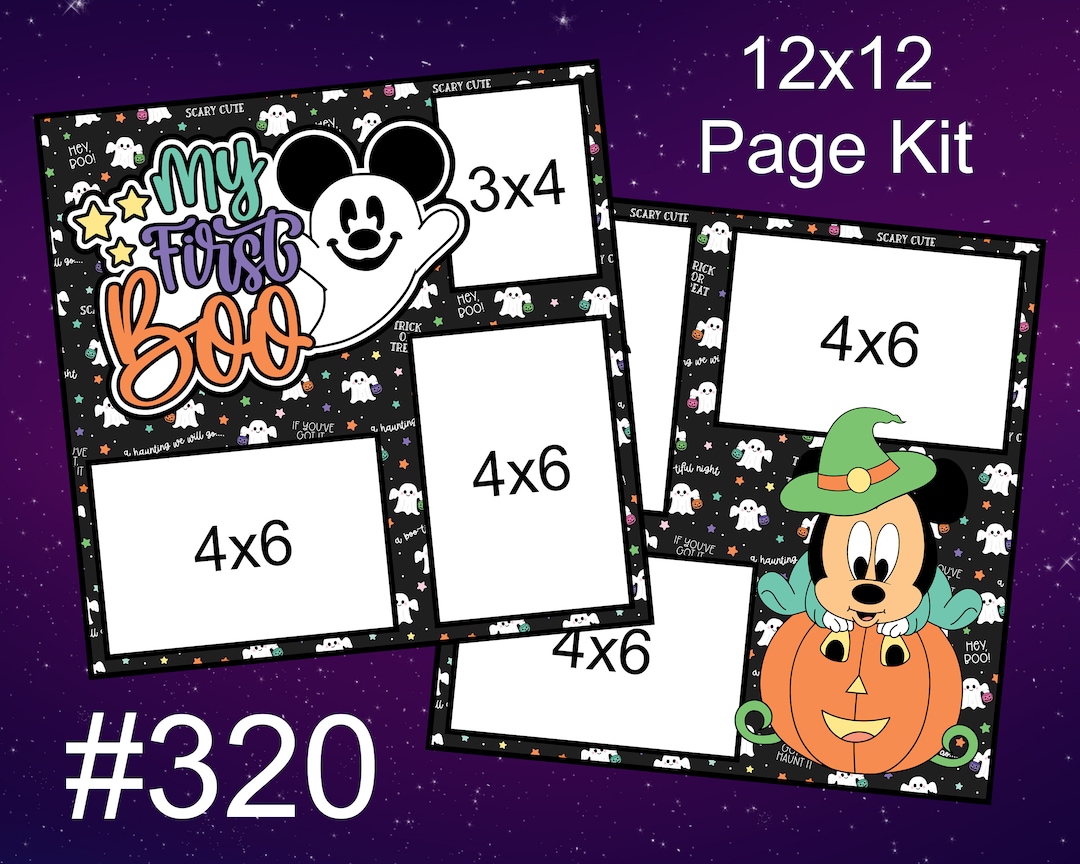 320) My First Boo MICKEY Disney Layout 2-page 12x12 Scrapbook Paper ...