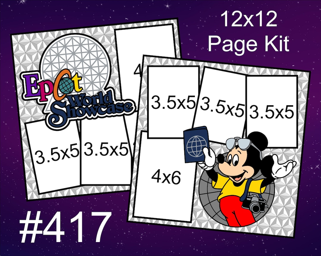417) Epcot World Showcase Disney Layout 2-page 12x12 Scrapbook Paper ...