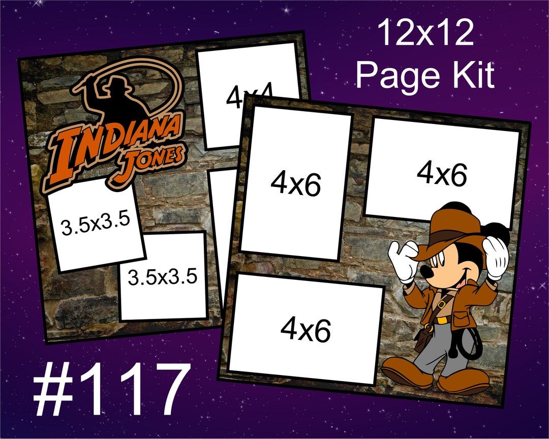 117) Indiana Jones Disney Layout 2-page 12x12 Scrapbook Page Kit Mickey ...