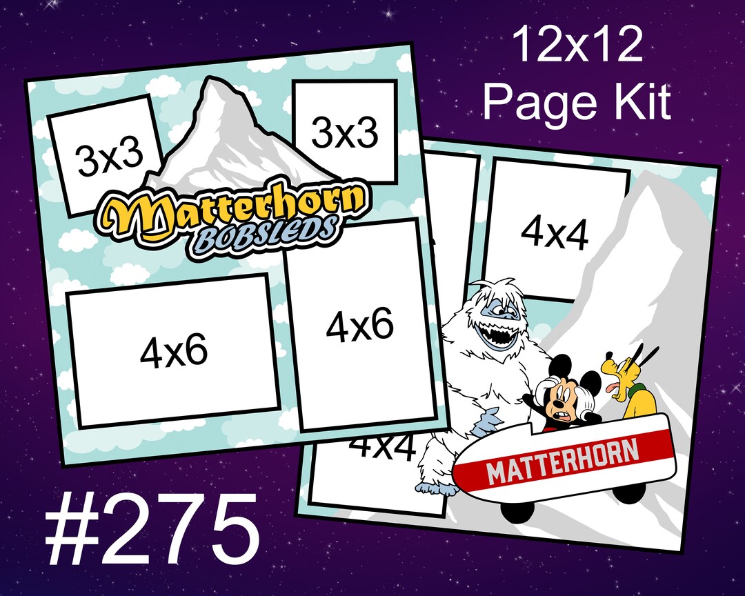 275 Matterhorn Bobsleds Disney Layout 2-page 12x12 Scrapbook - Etsy