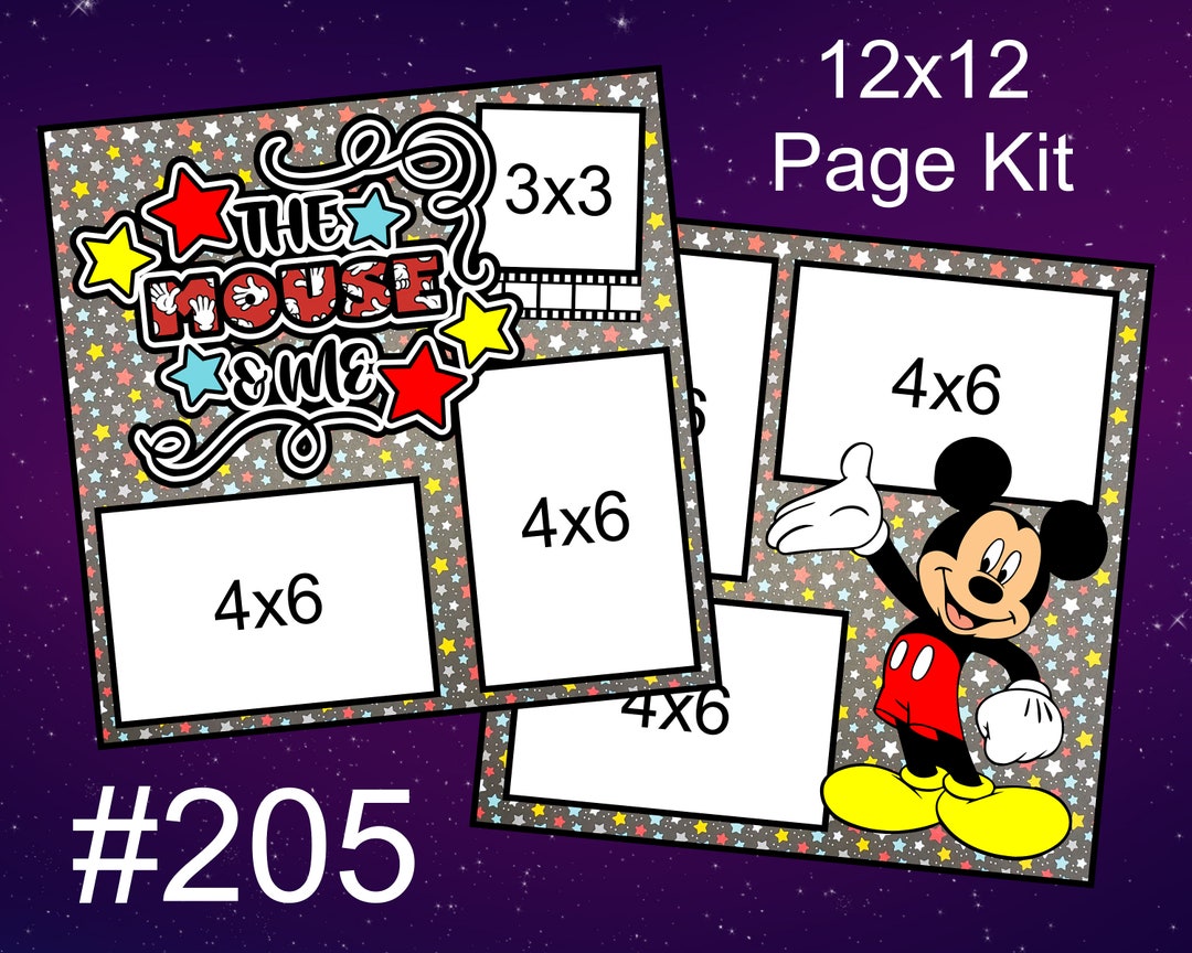 205) the Mouse & Me Mickey Disney Layout 2-page 12x12 Scrapbook Paper ...