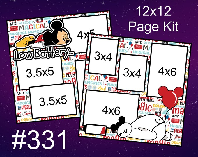 331) Low Battery Mickey Baymax Disney Layout 2-page 12x12 Scrapbook ...