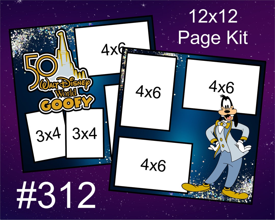 312 50th Anniversary WDW GOOFY Disney Layout 2-page 12x12 Scrapbook ...