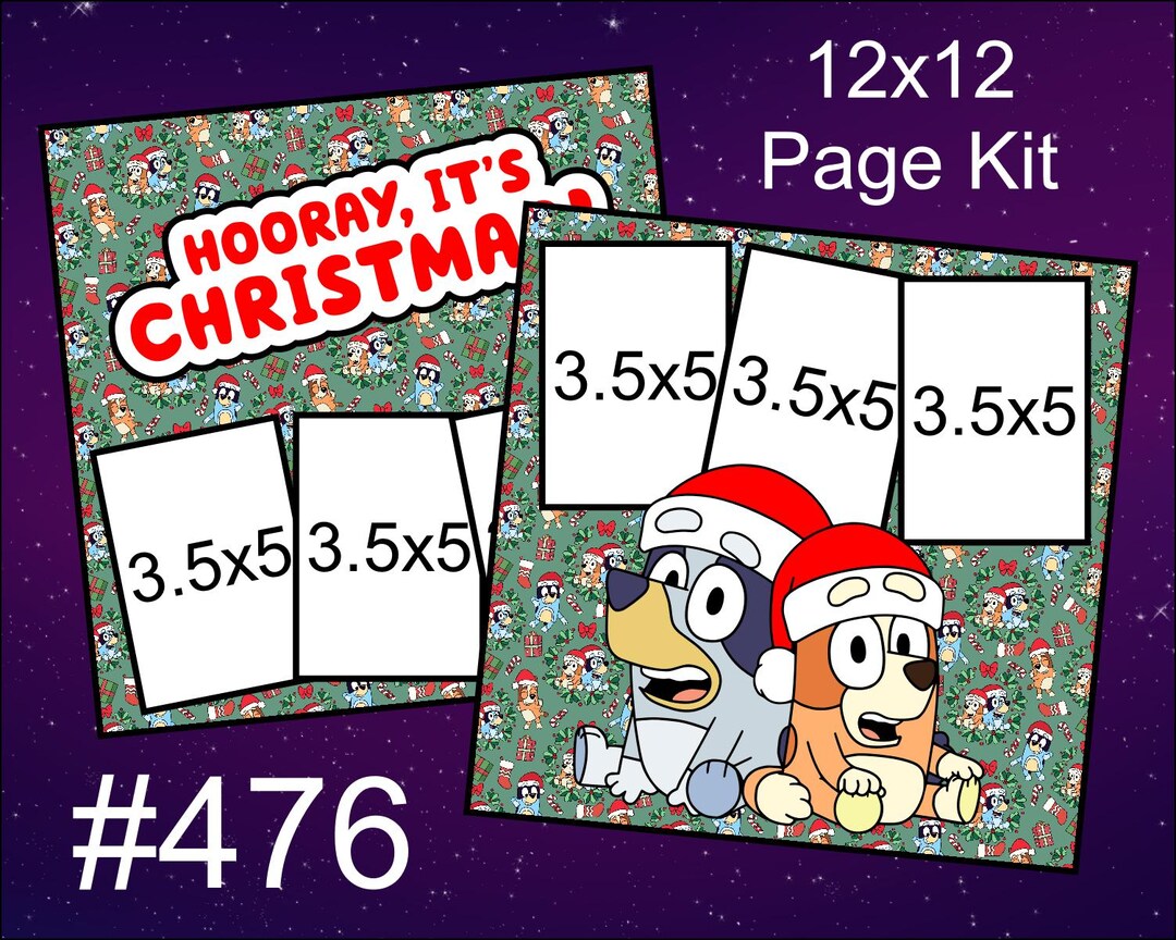 476) Bluey Christmas Disney Layout 2-page 12x12 Scrapbook Paper Piecing ...