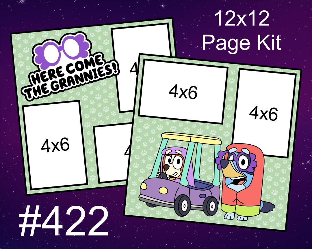 422) Here Come the Grannies Bluey Disney Layout 2-page 12x12 Scrapbook ...