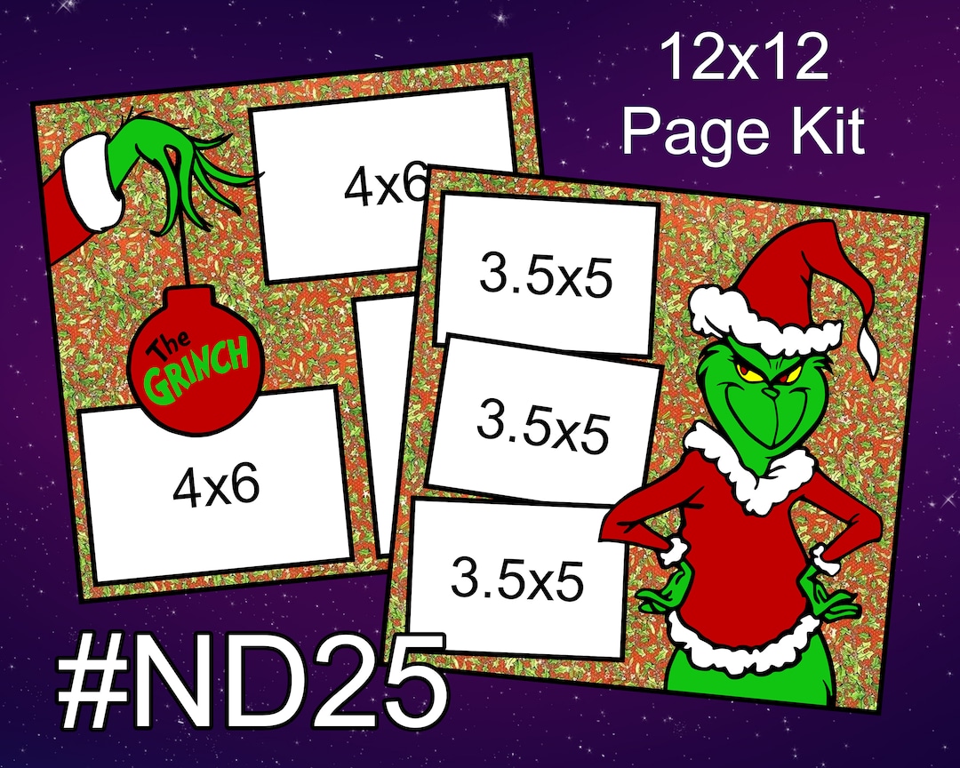 ND25) the Grinch Layout 2-page 12x12 Scrapbook Page Kit Christmas - Etsy
