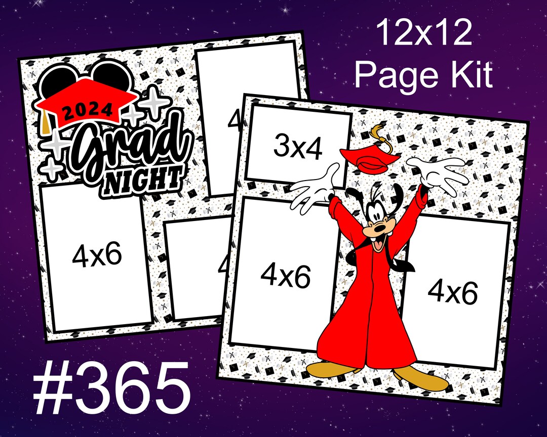 365 RED Grad Night 2024 GOOFY Graduation Disney Layout 2-page 12x12 ...