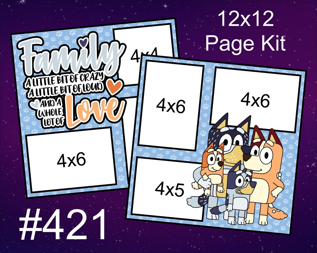 421) Bluey Family Disney Layout 2-page 12x12 Scrapbook Paper Piecing ...