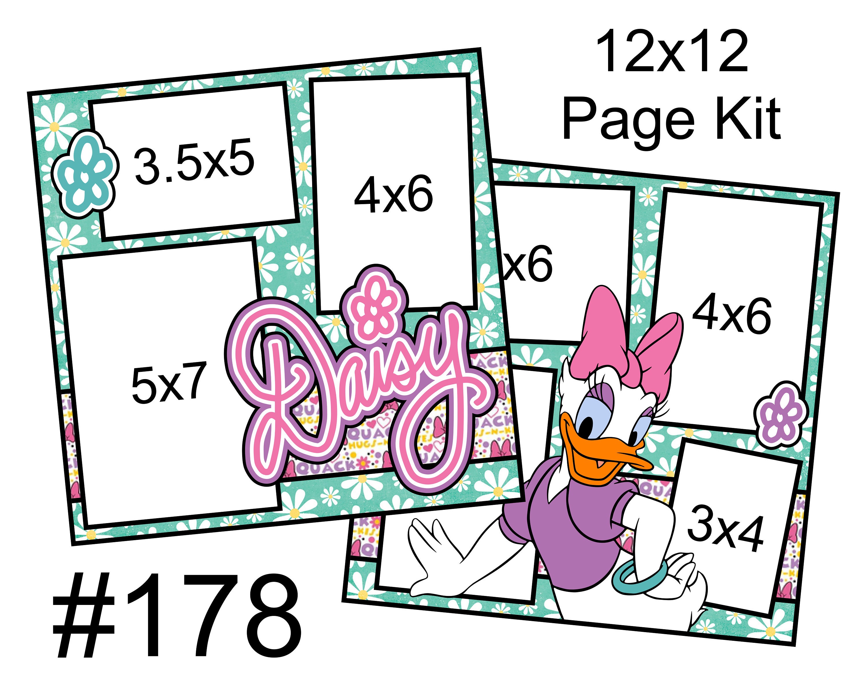 178 Daisy Disney Layout 2-page 12x12 Scrapbook Page Kit | Etsy