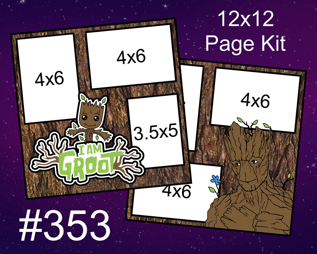 353 I Am Groot Disney Layout 2-page 12x12 Scrapbook Page Kit - Etsy