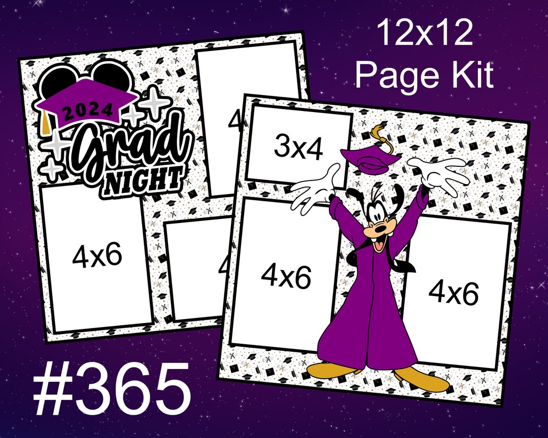 365 PURPLE Grad Night 2024 GOOFY Graduation Disney Layout 2-page 12x12 ...