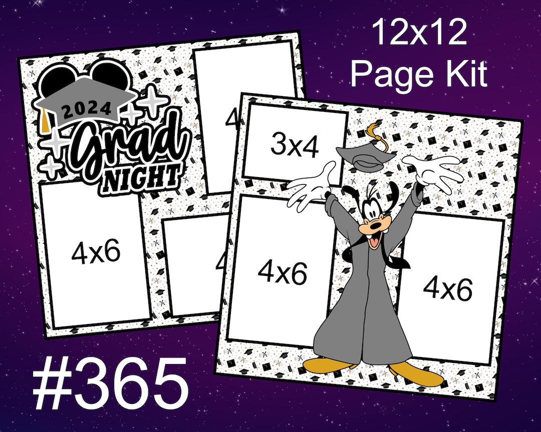 365) Grad Night GOOFY Graduation Disney Layout 2-page 12x12 Scrapbook ...