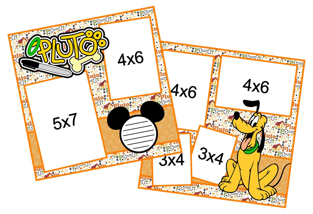 132 Pluto Autograph Disney Layout 2-page 12x12 Scrapbook Page Kit - Etsy