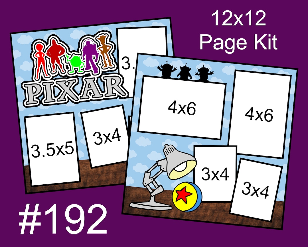 192) Pixar Disney Layout 2-page 12x12 Scrapbook Page Kit - Etsy