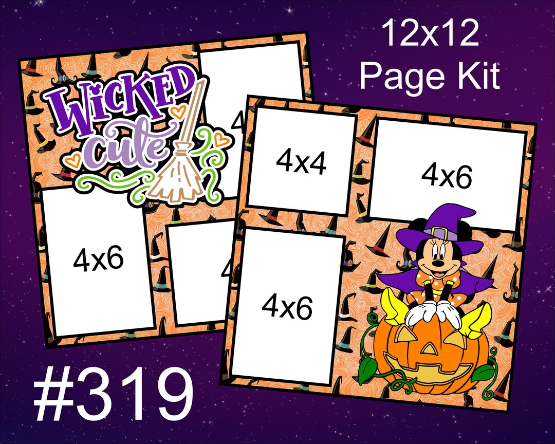 319 Wicked Cute Disney Layout 2-page 12x12 Scrapbook Paper Piecing Page ...