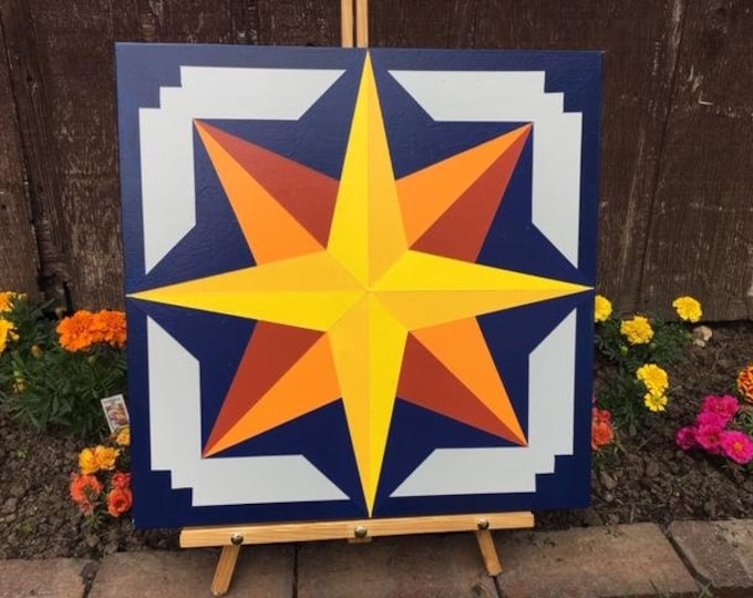 Golden Compass Rose Hex Sign PA Dutch Style Promoting Clear Navigation ...